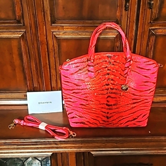 Brahmin | Bags | Brahmin Large Duxbury Hot Pink Feline Ombre Zebra ...